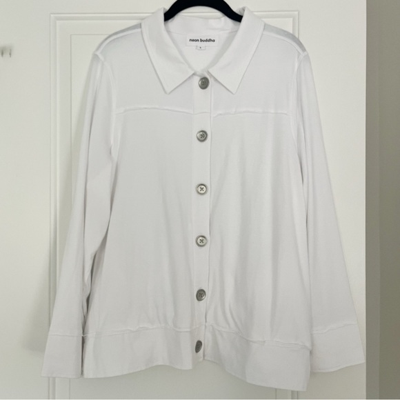 neon buddha | Jackets & Coats | Neon Buddha White Knit Jeanstyle Jacket ...
